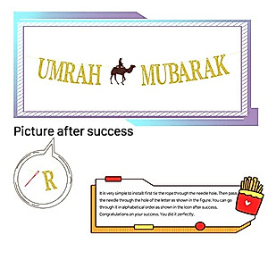 Umrah Mubarak Banner, Happy Eid Decorations Banner, Eid Festival Muslim Islam Party Decoration Supplies, 2023 Hajj Mubarak Umrah Mubarak Islamic Party Decoration Supplies