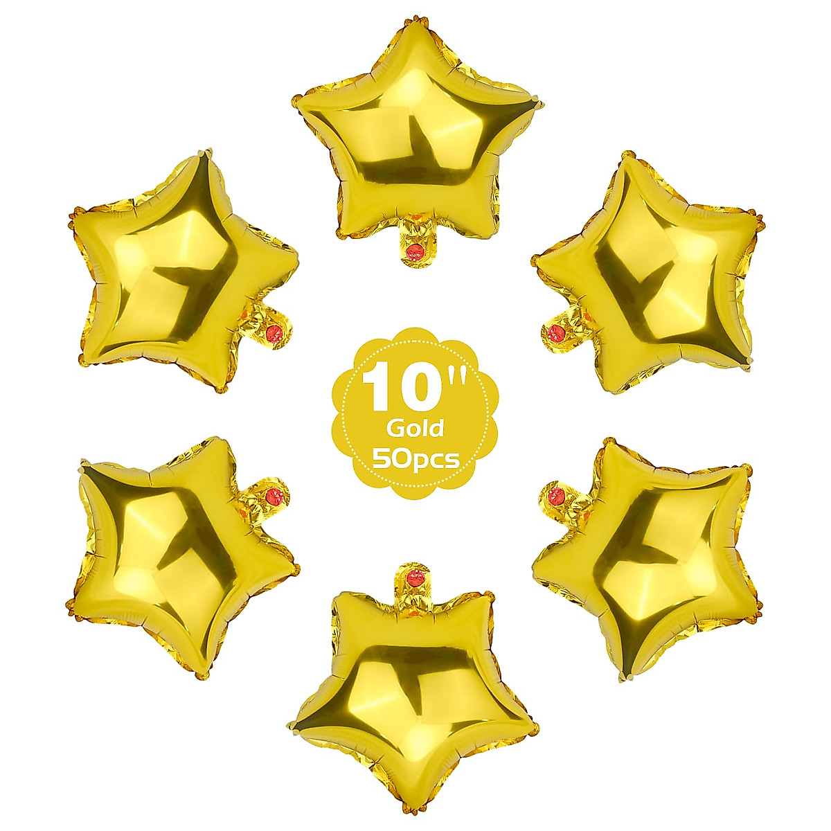 Moukiween Star Balloons,50 Pieces 10 inch Gold Star-Shape Foil Balloons Mylar Balloons for Party Decorations