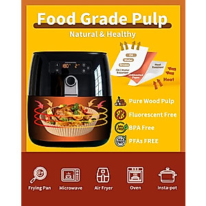 Katbite 150PCS 9 Inch Air Fryer Liners for 6-9 QT Basket, Air Fryer Disposable Paper Liner Large, Non Stick Air fryer Liner Made of Food Grade Parchment Paper