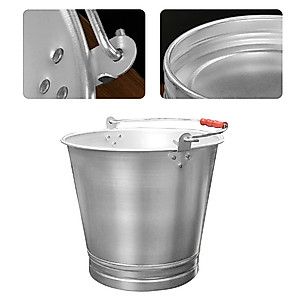 Angoily Stainless Steel Bucket Flat Back Pail Food and Water Pail Metal Utility Pail Ice Bucket Durable Pails for Kennels and Farms 9L