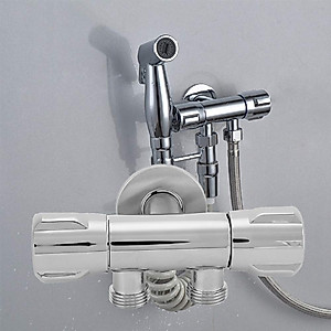 Copper Double Switch Outlet Angle Valve Toilet Bidet Shower Faucet, Two Outlet Angle Valve Dual Control Valve for Toilet Spray with Shut Off Valves Bathroom Accessories Replacement
