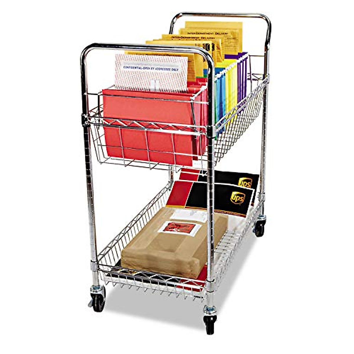 Alera Carry-All Mail Cart, 2-Shelf, 34-7/8w x 18d x 39-1/2h, Steel (MC343722CR)
