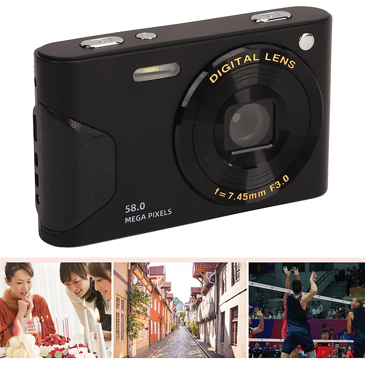 4K HD Digital Camera, 4K HD Smart Camera 2.7in TFT Screen Auto Focus 800mAh 58MP Face Recognition for for Picture Shooting (Black)