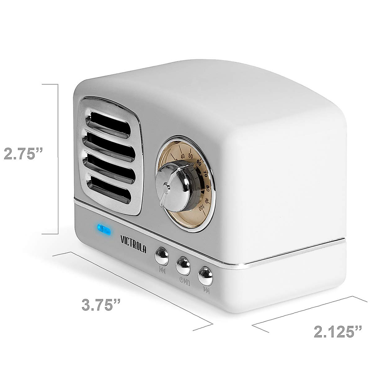 Victrola Lily Mini Bluetooth Stereo (VS-170) White 3.75 x 2.13 x 2.75in