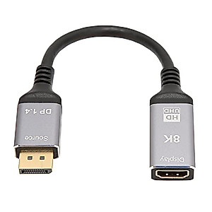 Video Adapter Cord, DisplayPort To HD Multimedia Interface Cable Distortion Free Small 48Gbps Support HDR 3D 8K Male To Female for PC for TV