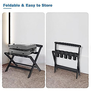 ALAPUR 2 Pack Folding Luggage Rack for Guest Room with Back, Foldable Suitcase Stand Holder for Bedroom, Living Room, Hotel Essentials
