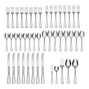 Oneida 2855045HA Satin Sand Dune 45 Piece Everyday Flatware Set, Service for 8