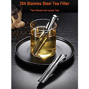 2PCS Tea Infuser for Loose Tea, 304 Stainless Steel Tea Strainer, Loose Leaf Tea Filter, Tea Diffuser, Long-handle Tea Steeper for Steep Tea, Loose Tea, Coffee, Rose, Spices