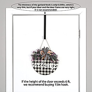 Sattiyrch 12" Wreath Hanger for Front Door,Metal Over The Door Single Hook,Black (1)