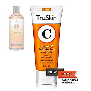 TruSkin Vitamin C Cleanser for Face - Brightening Face Wash with Vitamins C & E, Rosehip Oil, Aloe Vera and MSM - Deep Clean and Refresh for Radiant, Healthy-Looking Skin, 5 fl oz