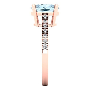 Clara Pucci 2.65ct Oval Cut Solitaire W/Accent Natural Swiss Blue Topaz VVS1 Wedding Anniversary Bridal Ring 18k Rose Gold 3.5
