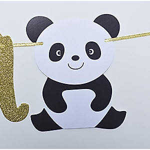 Little Panda Banner Sign Garland for Baby Shower Birthday Party Decor Zoo or Safari Theme Party Photo Prop Backdrop (Gold)