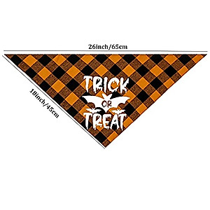 Glow in The Dark Halloween Dog Bandana Scarf, 2 Pack Holiday Fall Dog Bandanas Plaid Triangle Reversible Scarves Bibs for Small Medium Large Dogs Pets