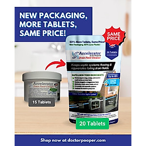 Drain Field Cleaner by Dr. Pooper - Clears Septic System Leach & Drain Field of Clogs & Sludge in 7 to 10 Days - Eliminates Odors & Septic Waste - Keeps Total System Clean, Easy Flush, Fast Dissolving Tablets - Safe for All Systems