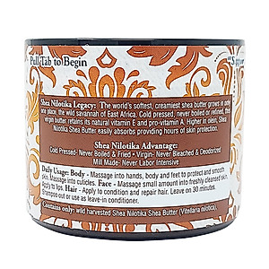 Shea Terra Organics 100% Organic Cold-Pressed Virgin Shea Butter – Fragrance-Free | Natural Anti-Aging Daily Skin, Nails & Hair Cream to Soften Dry Skin, Reduce Wrinkles & Stretch Marks – 6 oz