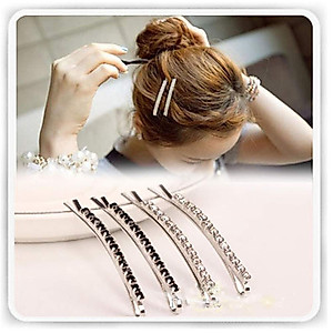 12 Pieces Rhinestone Bobby Pins, Silver Metal Hair Clips Diamond Bobby Pins Crystal Hair Pin for Prom Bridal Wedding Hair Accessories Gift Stocking Stuffers for Women Girls