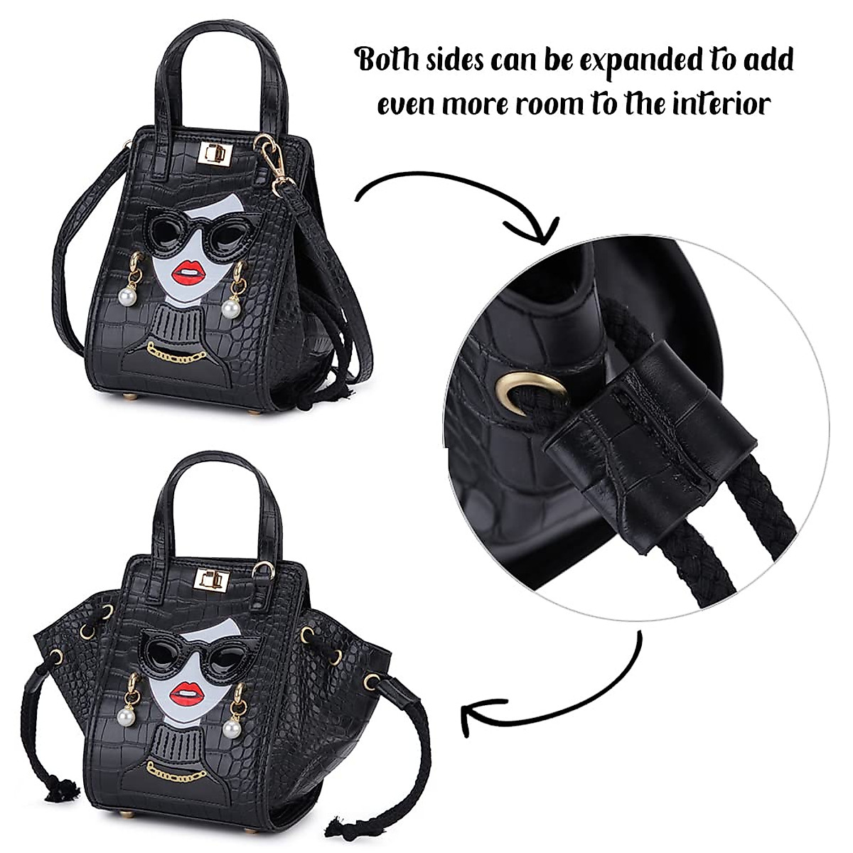 ENJOININ Novelty Lady Face Purses and Handbags for Women Casual Shoulder Bag Fashion Bat Bag