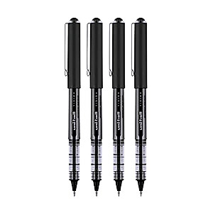 uni-ball Vision Rollerball Pens Fine Point Micro Tip, 0.5mm, Black, 4 Pack