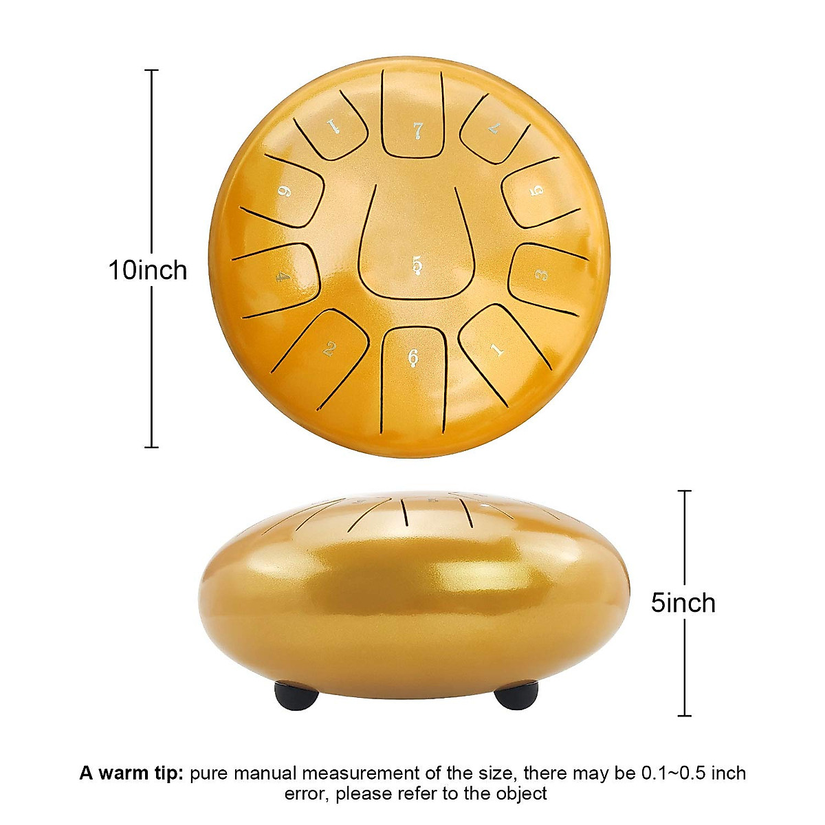 AS TEMAN HANDPAN,Steel Tongue Drum,10 inch 11Notes Tongue Drum，Steel Drums Percussion Instrument (matte gold)