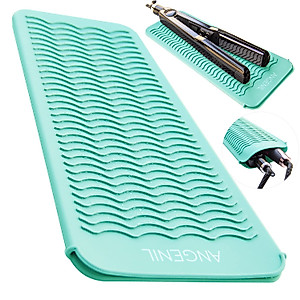 ANGENIL Curling Iron Silicone Mat Heat Resistant for Travel Dual Voltage Flat Iron, Hair Straightener, Rotating Cordless Curling Iron Wand, Wireless Curlers, Crimper Hair Iron, Straightening Iron