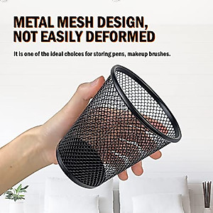 JOYENERGY 12 Packs Pen Holder for Desk, Mesh Pen Cup, Metal Pencil Holders, Multifunctional Organizer for Office School Home Makeup Brush Black