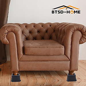 BTSD-home Furniture Risers 2 Inch Bed Risers Heavy Duty Adjustable Dorm Bed Lifts Risers Table Desk Chair Leg Extenders 4 Pack Black