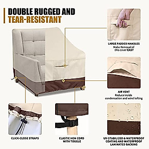 Simpelg Outdoor Chair Covers, Patio Furniture Covers Waterproof, 600D Heavy Duty Oxford Cloth Chair Covers for Outdoor Furniture, Lounge Deep Seat Cover/Lawn Outdoor Covers (1pack-Beige-large)