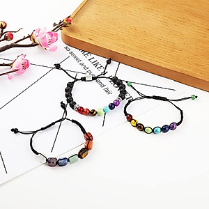 Bonnerish 3Pcs Chakra Bracelets for Women, 8mm Lava Rock 7 Chakras Crystal Bracelet, Healing Natural Stones Beaded Bracelet Yoga beads Bracelets