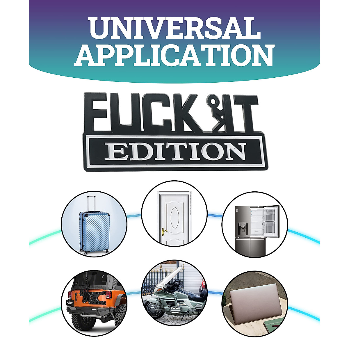 Zlirfy Fuck IT Edition Emblem for Car,Universal 3D Fender Badge Decal,Car Exterior Emblems Badge Letters Bumper Trunk Door Sticker Decoration 3D Sticker Decal(Black White)