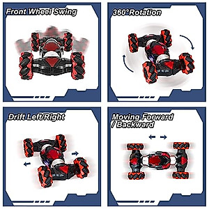 kisportee Gesture Sensing RC Stunt Car with Light & Music, Gesture RC Car, Hand Controlled Remote Control Car, 4WD OffRoad Drift Twist Car, Best Birthday Gift for Boy Kid Age 6 7 8 9 10 11 12 Year Old