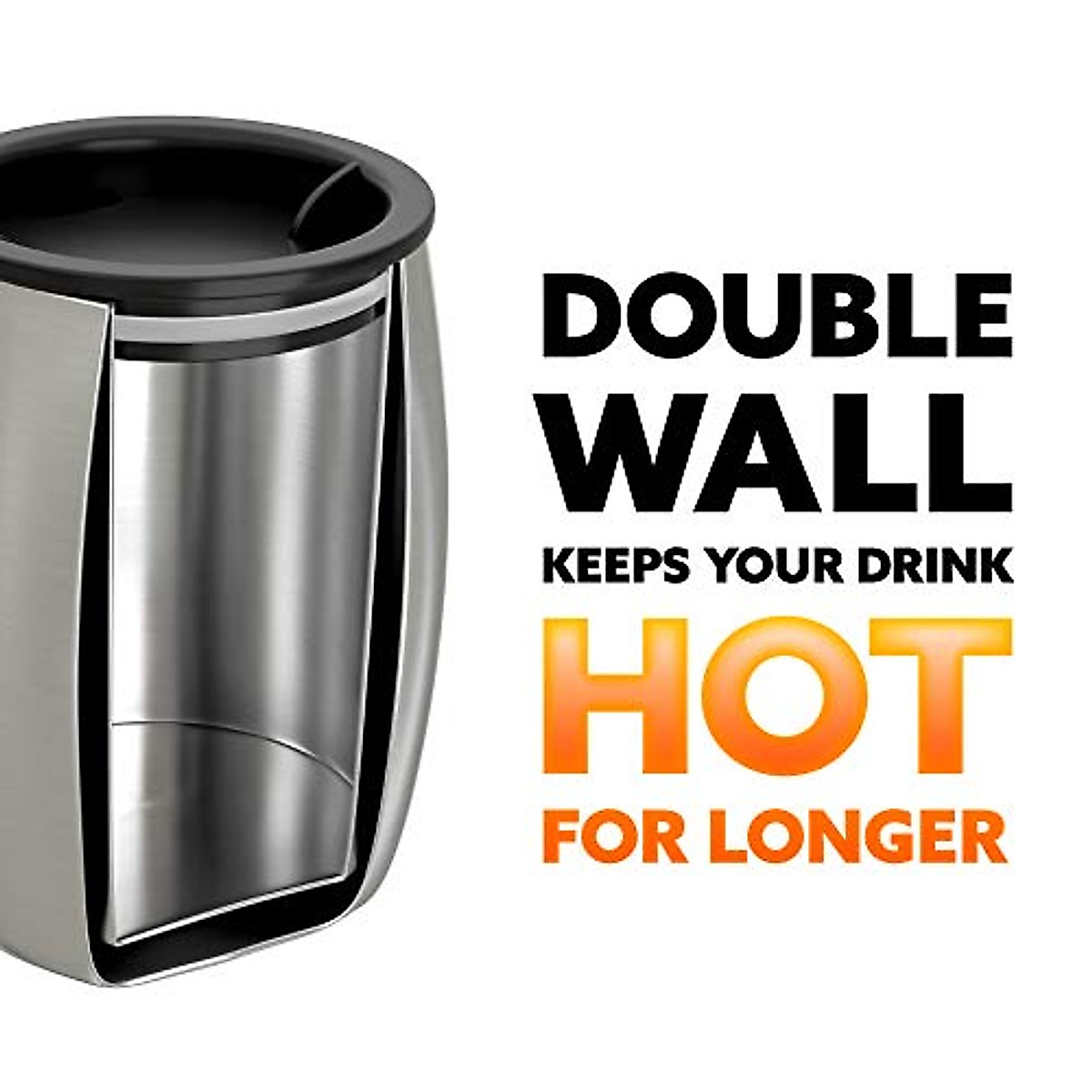 Stainless Steel Coffee Mug with Lid, Set of 2 - Premium Double Wall Insulated Travel Mugs - Shatterproof, BPA Free Spill Resistant Lids, Dishwasher Safe