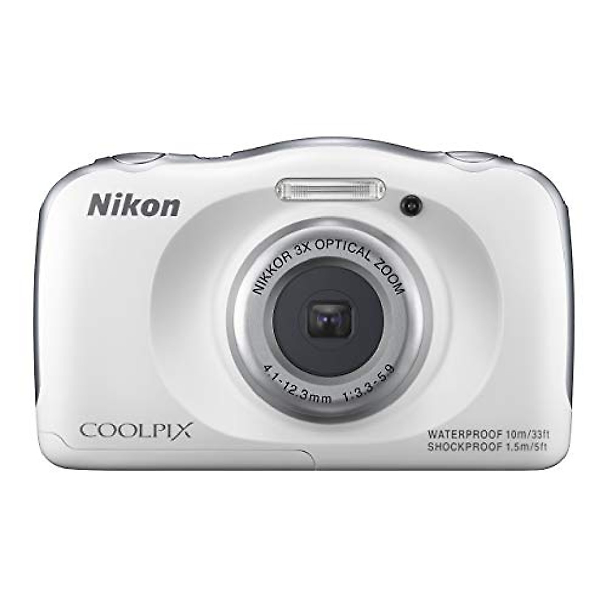 Nikon COOLPIX S33 Waterproof Digital Camera (White) (Discontinued by Manufacturer) (Renewed)