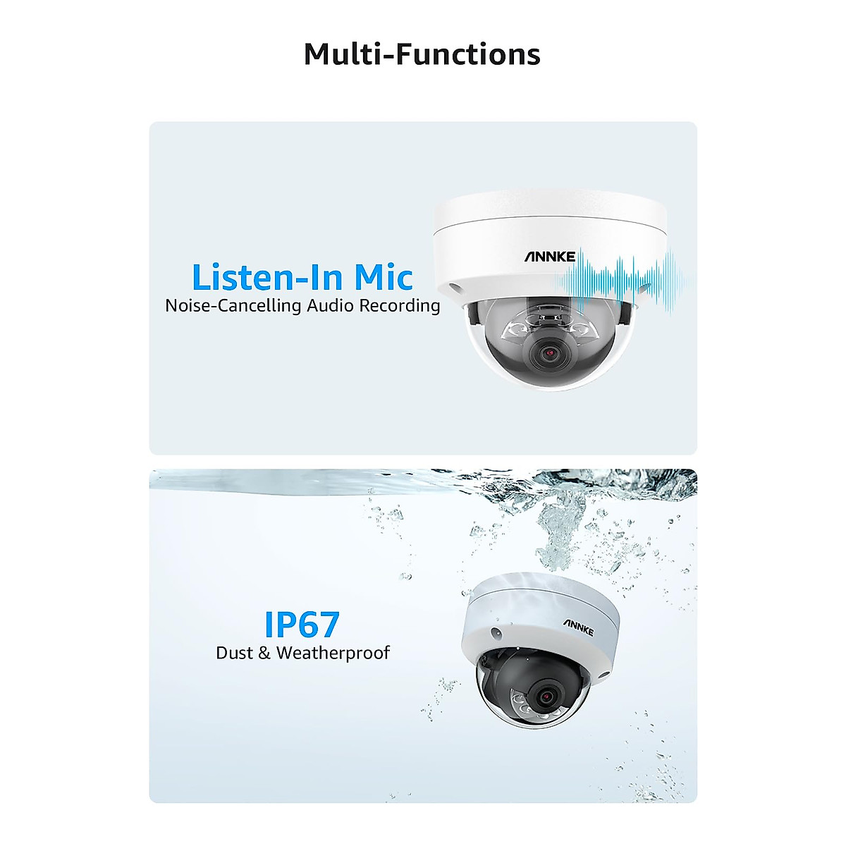 ANNKE 4K 16CH PoE Camera System, H.265+ 12MP NVR, 8X 8MP Wired Dome Security IP Cams, AI Motion Detection, Built-in Mic, 4TB HDD, Spotlight Color Night Vision, Compatible with Alexa, Not PTZ