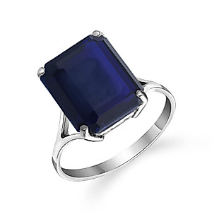 Galaxy Gold GG 14k White Gold Ring w/Natural Octagon Saphire - Size 6.5