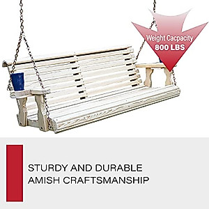 Amish Casual Heavy Duty 800 Lb Roll Back 5ft. Treated Porch Swing with Cupholders