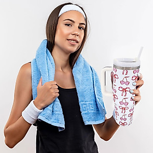 BEGOOD Tumbler with Handle and Straw Lid 100% Leak-proof Travel Coffee Mug Stainless Steel Insulated Cup for Beverages 40OZ Bow Print