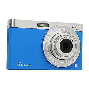 Compact Camera, 50MP Fill Light Portable Digital Camera, 2.88 Inch HD IPS Screen, 16X Zoom AntiShake for Travel (Blue)