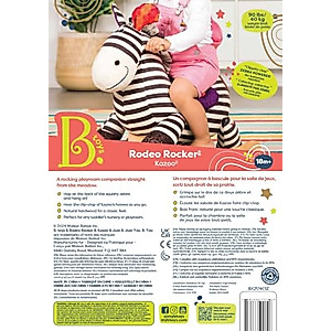 B. toys by Battat Kazoo Wooden Rocking Zebra – Rodeo Rocker – Plush Ride On Zebra Rocking Horse for Toddlers and Babies 18m+, B. Rocking Zebra