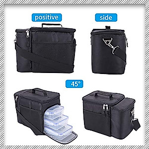Top&Top Insulated Lunch Box Set and Cooler Bag for Men, Women (Tote Lunch Bag Includes 3 Reusable Meal Prep Containers + 2 Ice Pack + Detachable Shoulder Strap) Lunch Box for School, Office, Camping