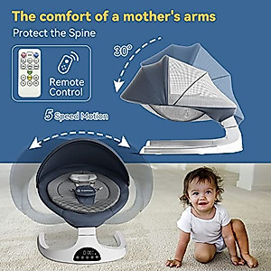 Fijinhom Baby Swing for Infant Newborn Bluetooth 5 Motions Lightweight Electronic Bouncer Portable with Remote Control