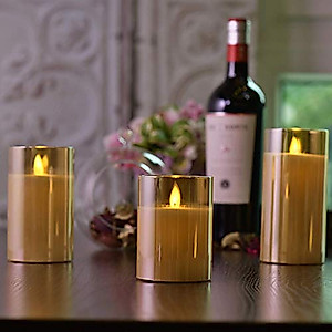 Led Flameless Candles for Home Decor, Battery Operated Flickering Moving Wick Effect Candle Set with Remote Control Cycling Timer for Party Wedding Decoration, 4 inch, 5 inch, 6 inch, 3 Pack