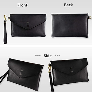 Ancicraft Wristlet for Women Leather Purse Wallet Envelope Clutch Handbags Black