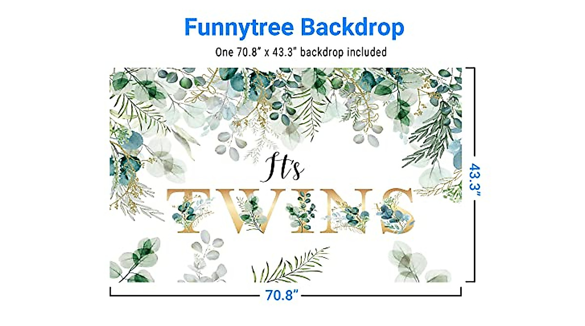 It's Twins Baby Shower Backdrop | Green Forest Party Decor