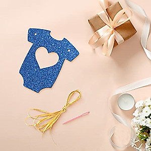 T-minimalist We're Here for The Sex Banner, Funny Baby Gender Reveal Party Decorations, Baby Shower Party Hanging Decors Supplies, Gold Gliter Paper Garland / Cute Baby Clothes Sign Banner 11.7 Feet