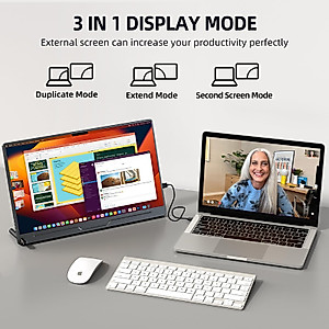 UPERFECT Portable Monitor 15.6 inch, 1080P FHD USB-C Portable Laptop Monitor HDMI Travel Monitor w/VESA & Smart Case, Matte IPS Display Eye Care External Screen for Switch/PS5/PC/Phone