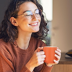 APEKX 2024 Upgraded Self-Heating Ceramic Mug - Stable 130°F Temperature, 15W Wireless Phone Charging, 12.8 fl oz Capacity - USB-C Enabled. (Tangerine)