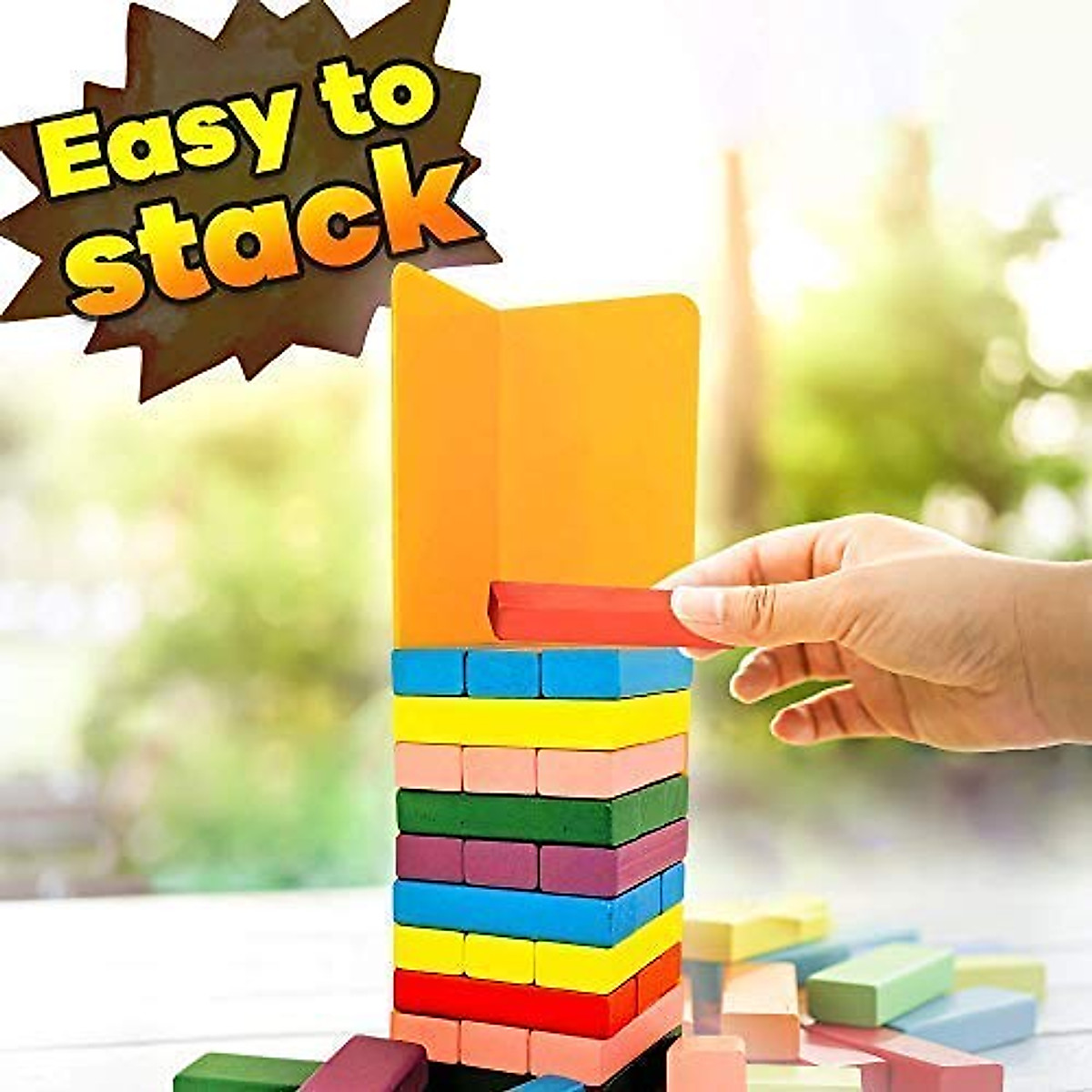 Hogar Wood Block Tower Stacking Tray Game Accessory Ages 6 to Adult - Compatible with Tipsy Tower, Lewo, WE Games and More