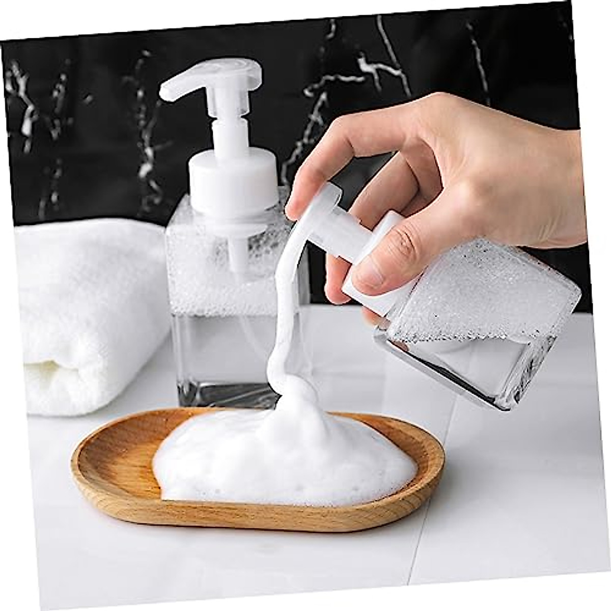 FOMIYES 6 Pcs Shampoo Pump Bottle Facial Refillable Dispenser Bottle Foam Pump Bottle Card Holder Keychain Cute Portable Soap Face Wash Empty Bottle Travel Sparkling Bottle Push Type