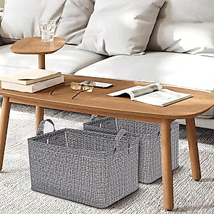 GOMAJI Storage Bins, Fabric Storage Baskets with Handles, Closet Organizer Bin for Clothes, Toys, Books, Nursery, Home Office, Black & White, 2-Pack, 14.75" L x 10.25" W x 8.25" H