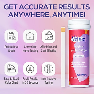 Vaginal pH Test Strips for Women, Convenient Testing Solution for Assessing and Maintaining Optimum Feminine Acidity and Alkalinity Balance, Quick Results & Easy-to-Use Home Monitoring (50pcs)